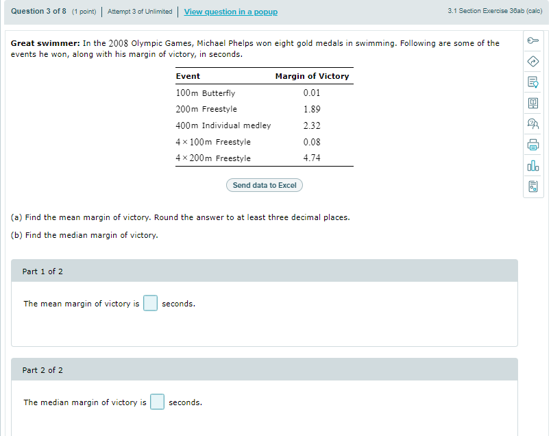 Solved Great swimmer: In the 2008 Olympic Games, Michael | Chegg.com