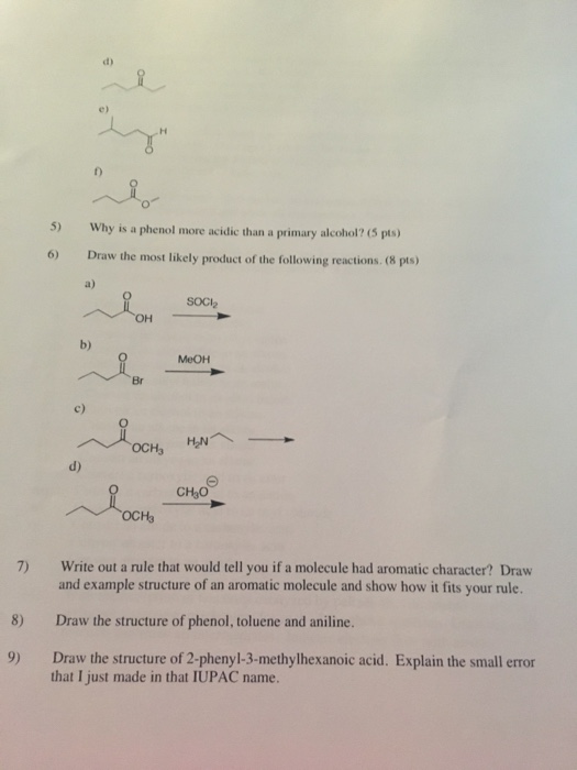 Solved Some Sample Organic Chemistry Problems. I have | Chegg.com