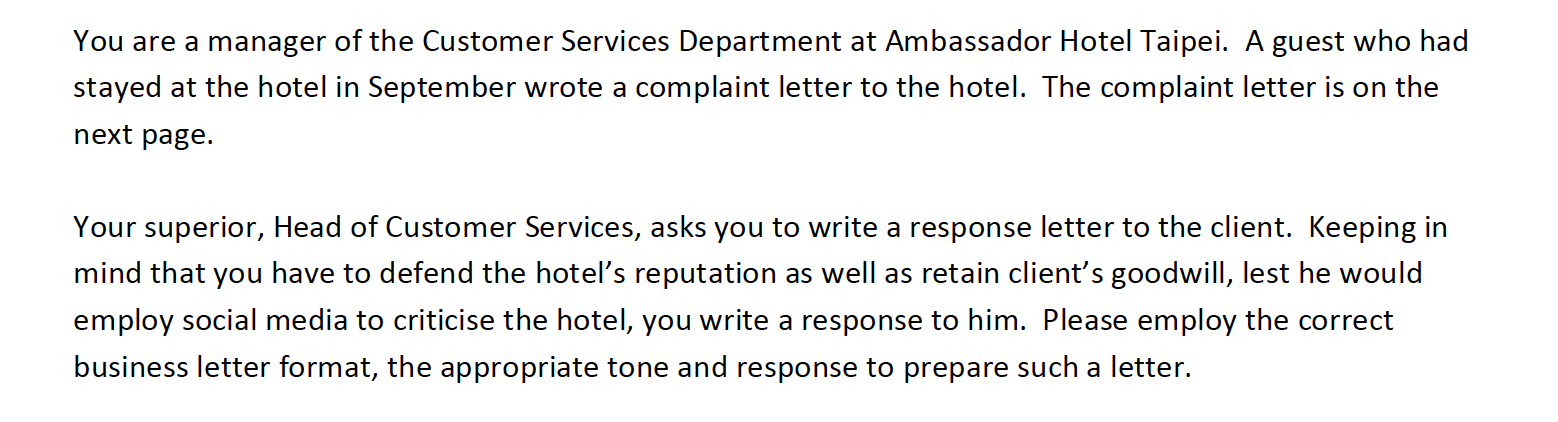 Solved You are a manager of the Customer Services Department | Chegg.com