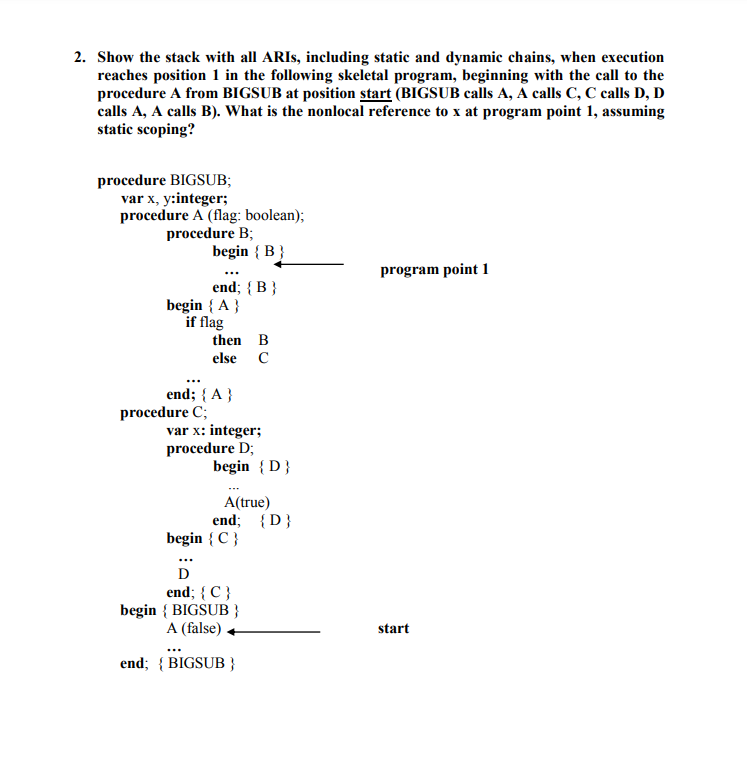 Solved 2. Show the stack with all ARIs, including static and | Chegg.com