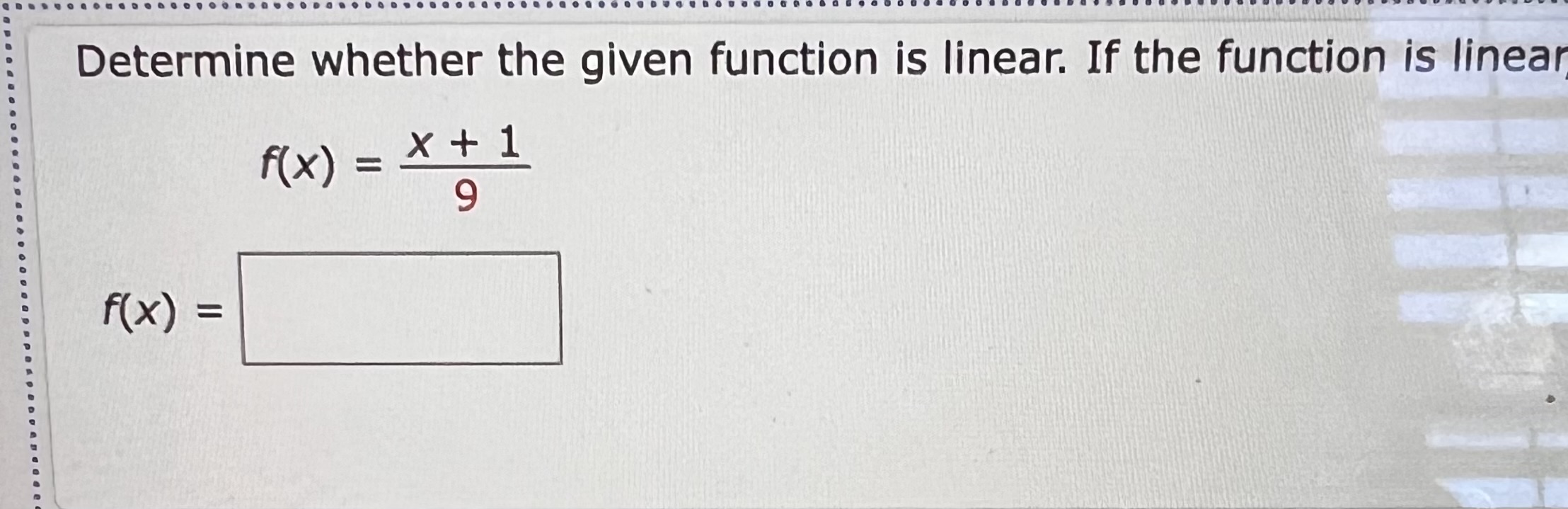 Solved Determine whether the given function is linear. If | Chegg.com