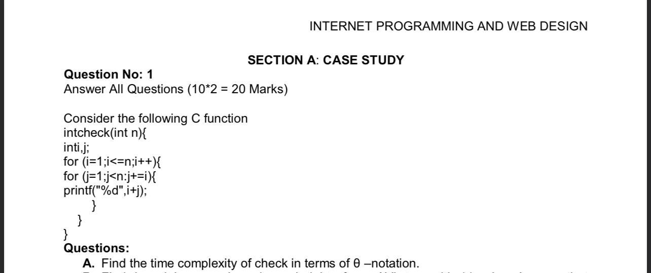 Solved INTERNET PROGRAMMING AND WEB DESIGN SECTION A: CASE | Chegg.com