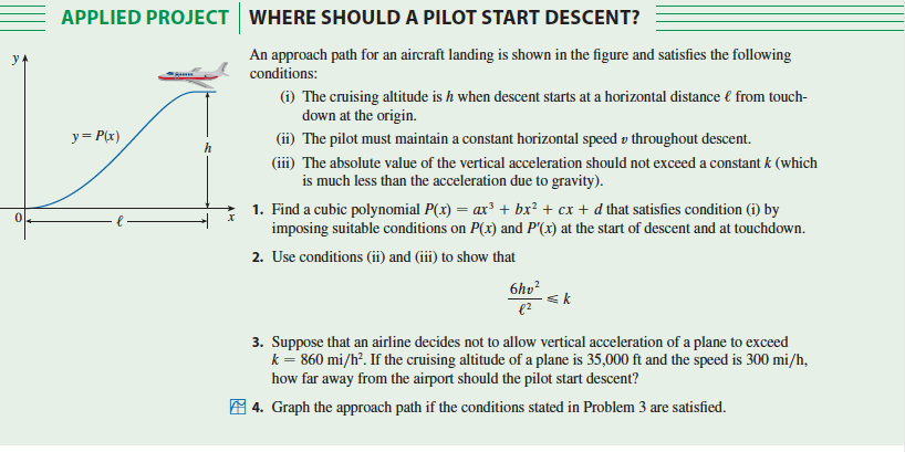 Solved h APPLIED PROJECT WHERE SHOULD A PILOT START DESCENT? | Chegg.com
