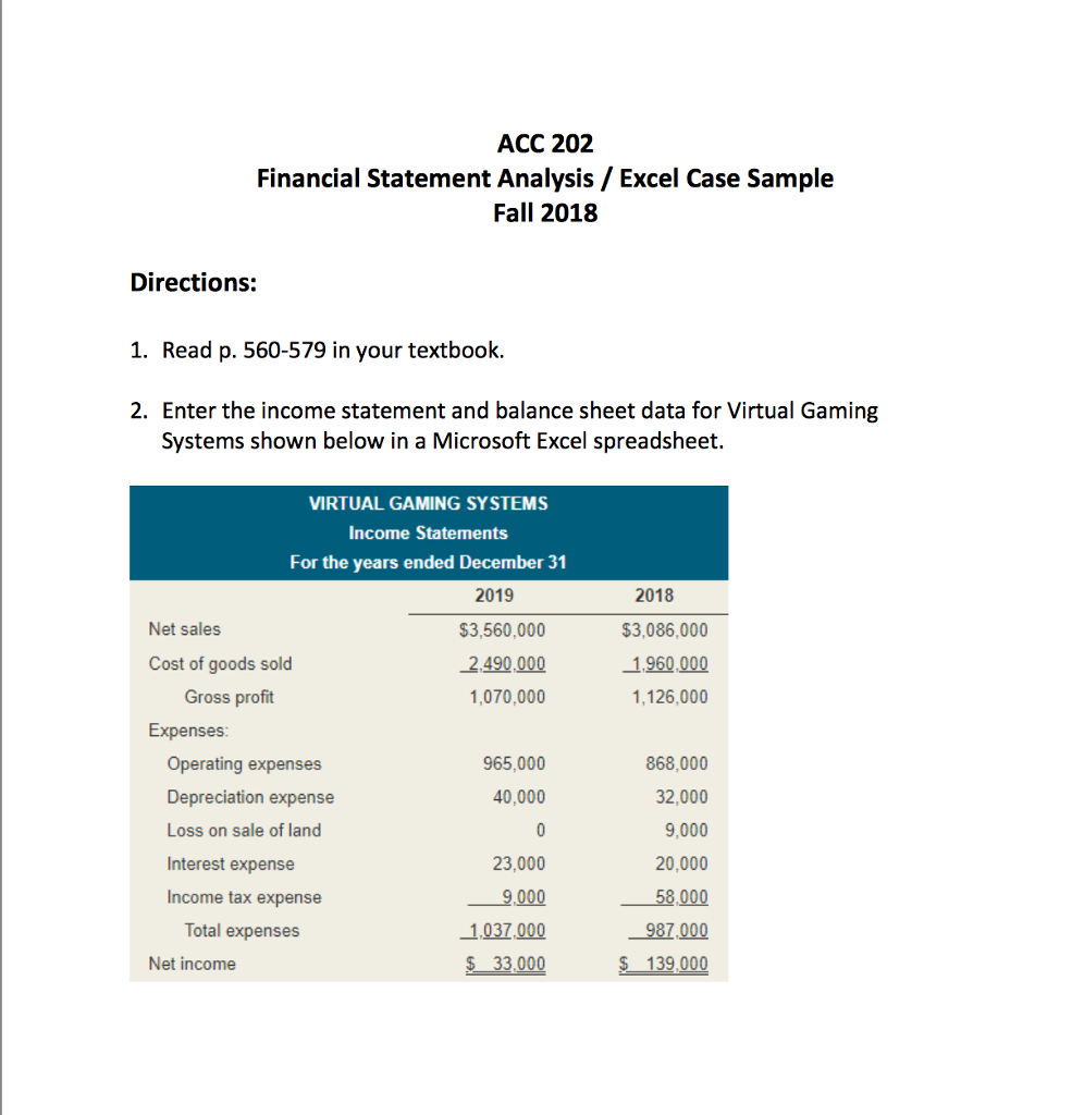Solved Mrtual Gaming Systems Income Statement For the years | Chegg.com