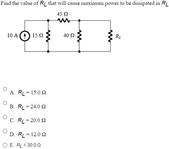 Solved Find the value of RL that will cause maximum power to | Chegg.com