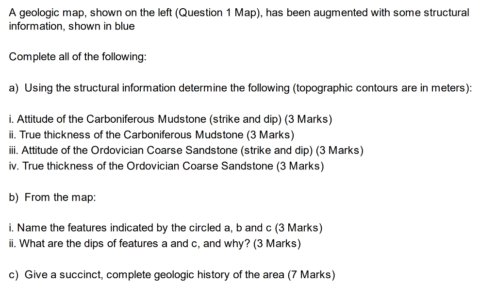 A geologic map, shown on the left (Question 1 Map), | Chegg.com