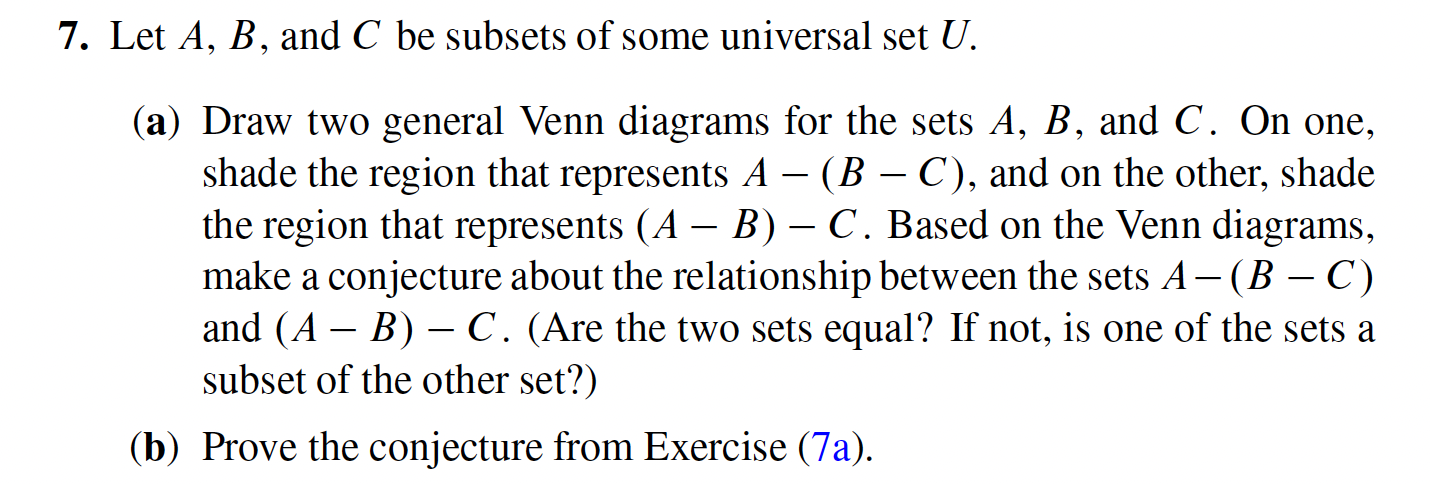 Solved Let A B And C Be Subsets Of Some Universal Set