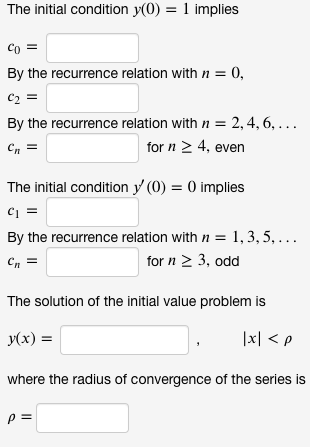 Solved Solve the initial value problem by using power | Chegg.com