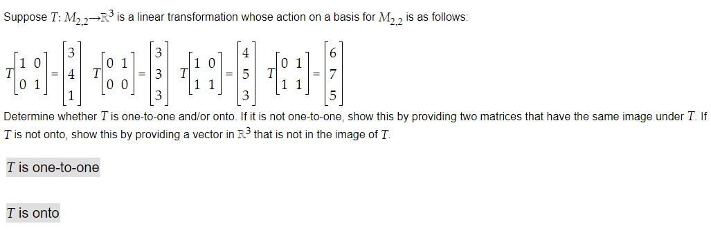 Solved Suppose T:M2,2→R3 is a linear transformation whose | Chegg.com