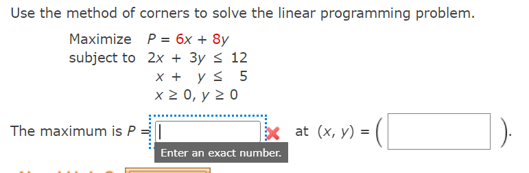 Solved Use The Method Of Corners To Solve The Linear
