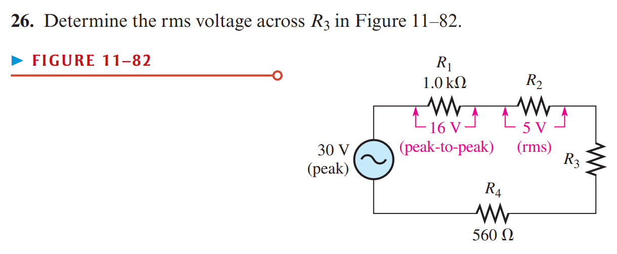 Solved 26. Determine the rms voltage across R3 in Figure | Chegg.com