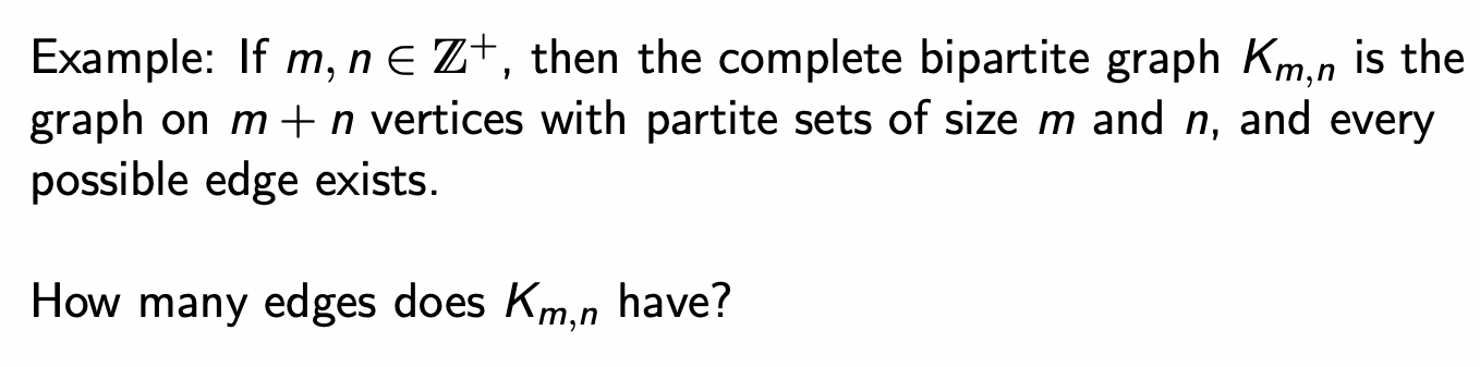 Solved Example: If m,n∈Z+, then the complete bipartite graph | Chegg.com