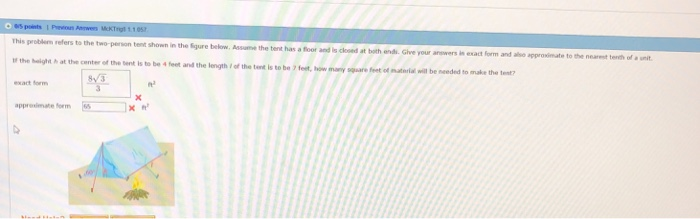 Solved This problem refers to the two-person tent shown in | Chegg.com