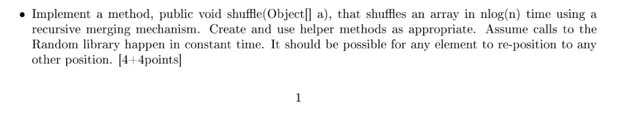 Solved I need help with the shuffle method. It has to be in | Chegg.com