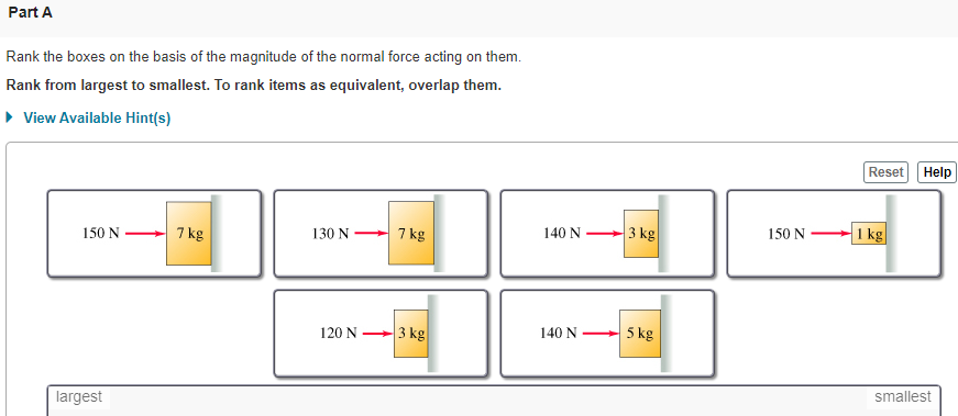 Solved Part A Rank the boxes on the basis of the magnitude | Chegg.com
