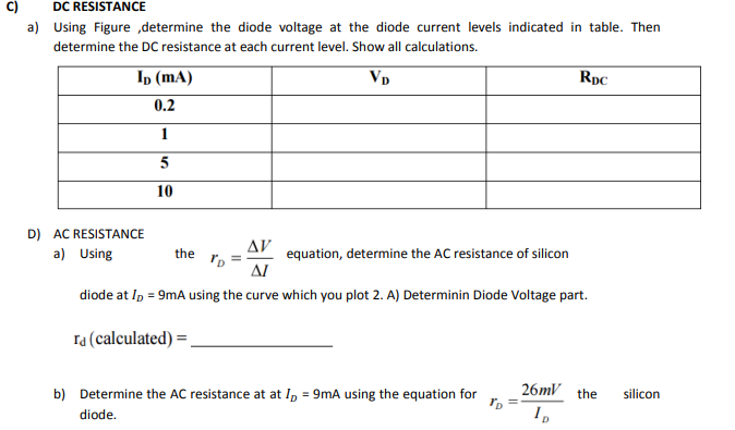VR W R Vs VVD 두 c) DC RESISTANCE a) Using Figure | Chegg.com