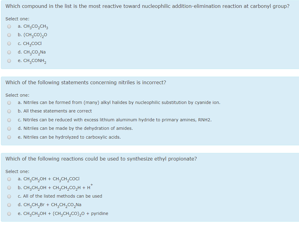 Solved Which compound in the list is the most reactive | Chegg.com
