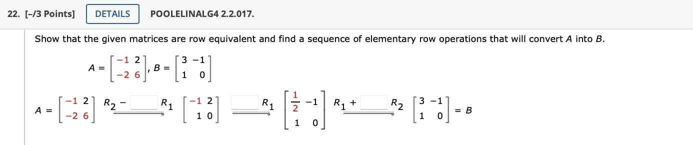 Solved A=[−1−226],B=[31−10]A=[−1−226] R2−R1[−1120] R1[211−10 | Chegg.com