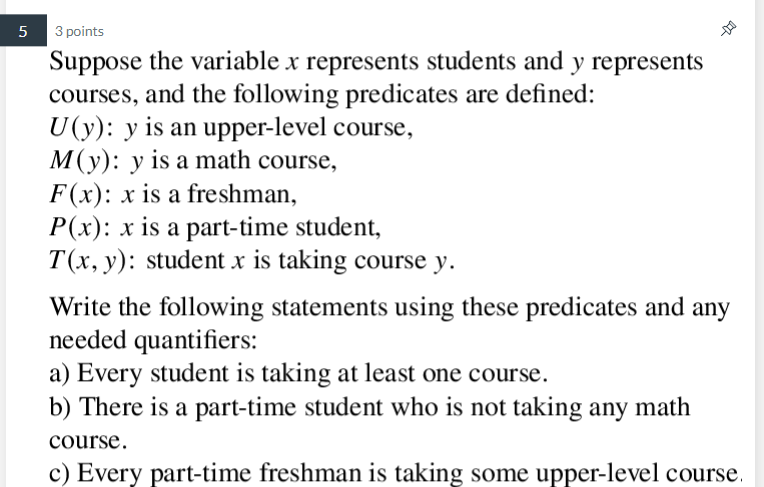 Solved Suppose the variable x represents students and y | Chegg.com