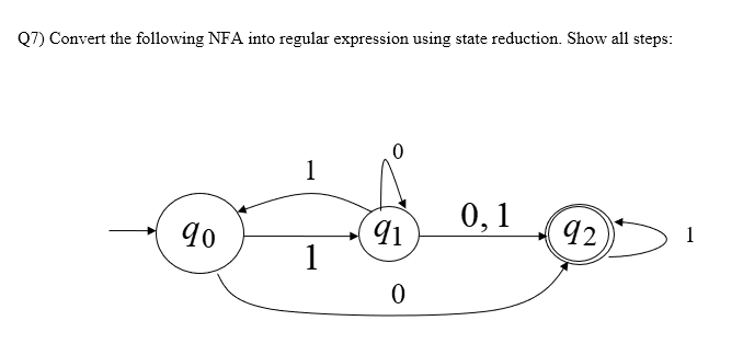 Solved (7) Convert the following NFA into regular expression | Chegg.com