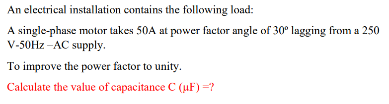 Solved An electrical installation contains the following | Chegg.com
