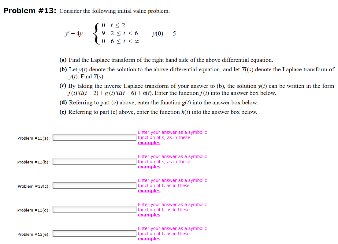 Solved Problem # 13: Consider the following initial value | Chegg.com