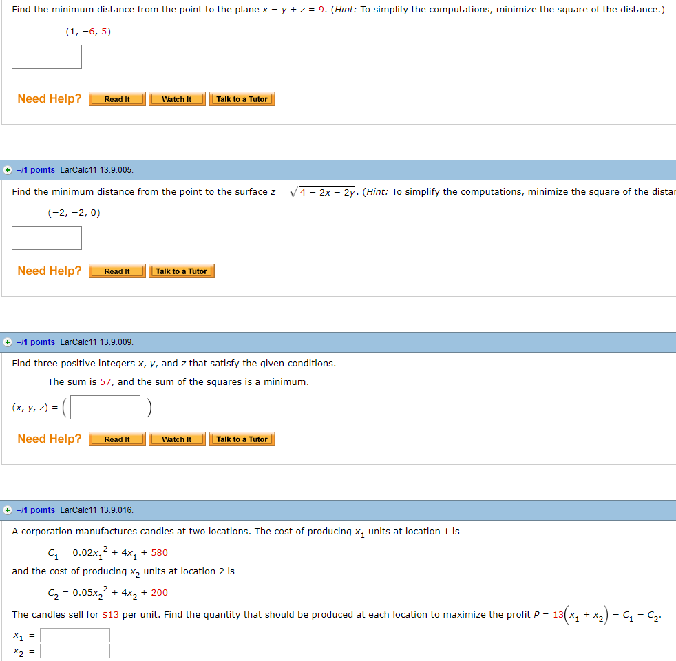 Solved Find the minimum distance from the point to the plane | Chegg.com