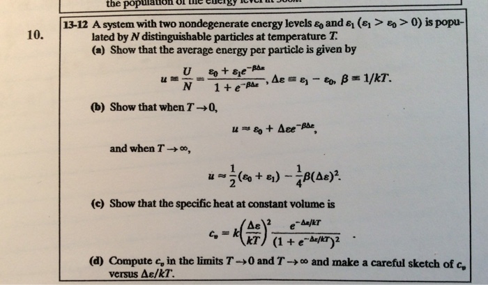 Solved A system with two nondegenerate energy levels | Chegg.com