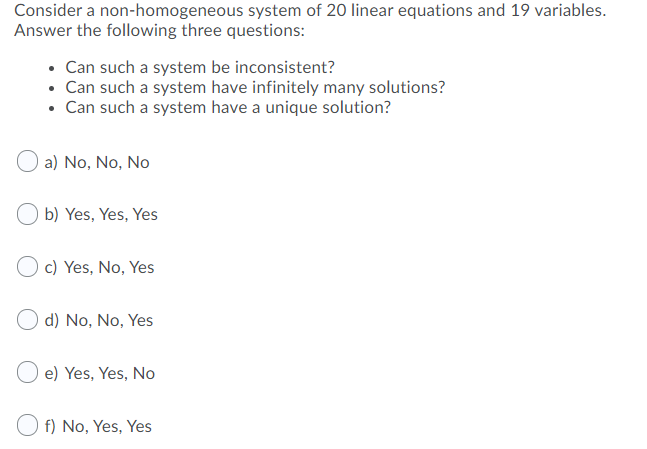 Solved Consider a non-homogeneous system of 20 linear | Chegg.com