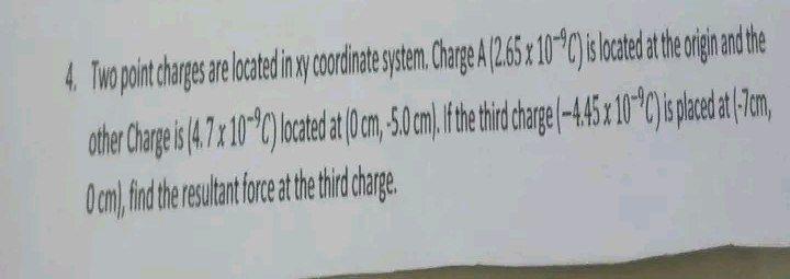 Solved 4. Two point charges sre located in xy | Chegg.com