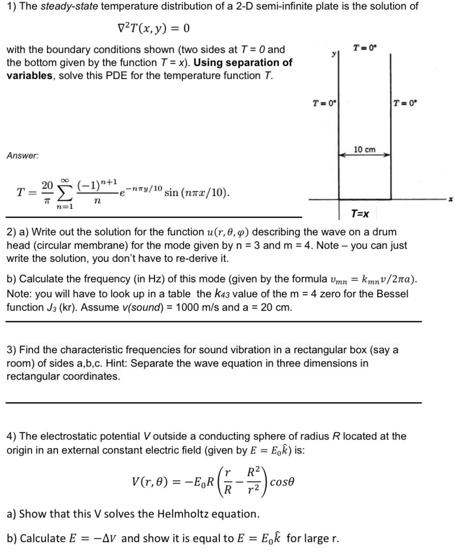 1) The steady-state temperature distribution of a 2-D | Chegg.com