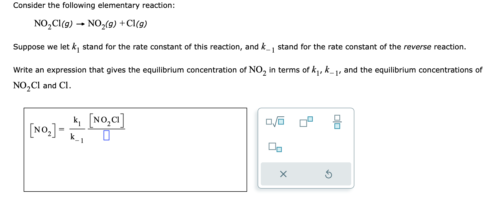 Solved Consider the following elementary reaction: | Chegg.com