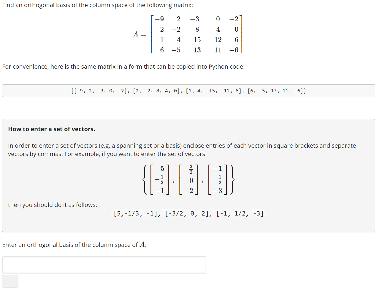 Solved Find an orthogonal basis of the column space of the | Chegg.com