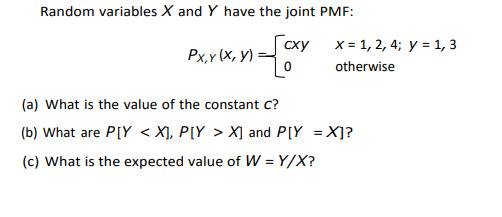 Solved Random variables X and Y have the joint PMF: | Chegg.com