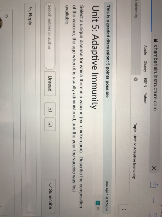 Solved a chamberlain.instructure.com Apple Disney ESPN | Chegg.com