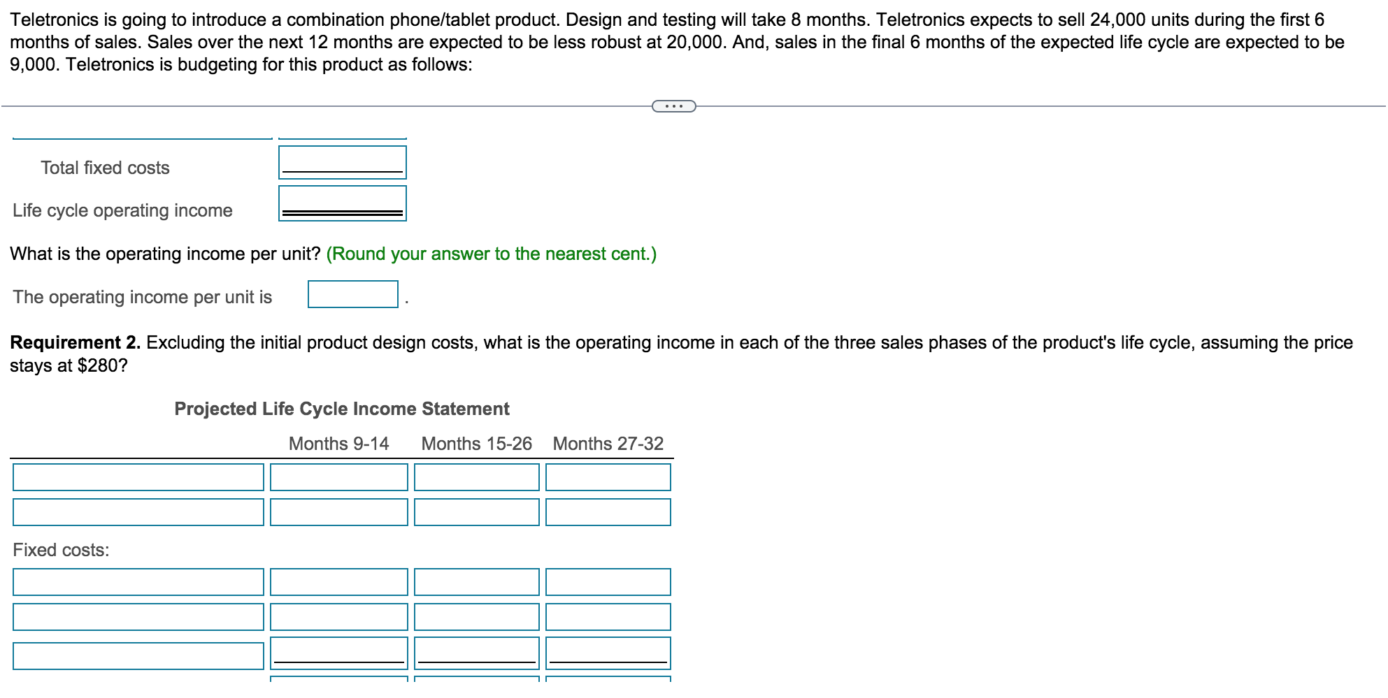 Data tableTeletronics is going to introduce a | Chegg.com