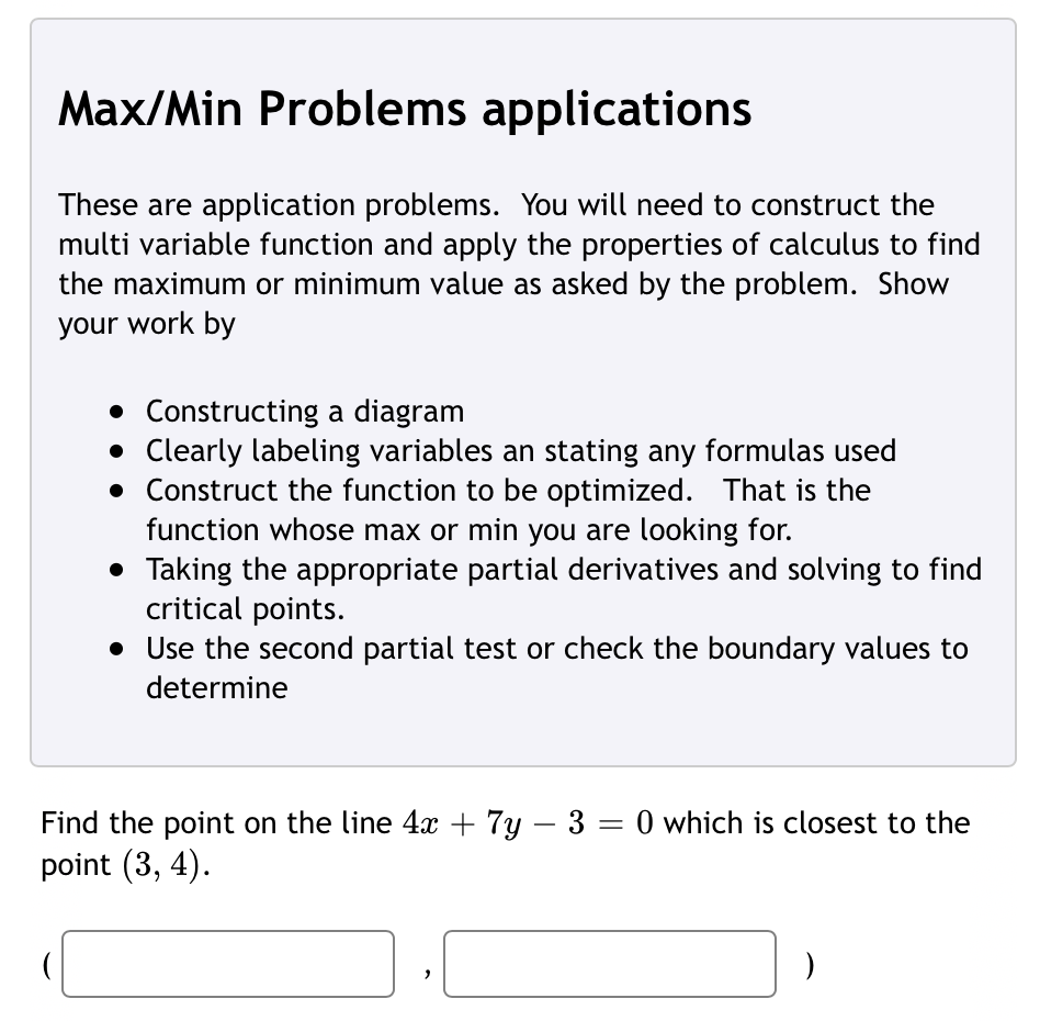 Solved Max/Min Problems applications These are application | Chegg.com