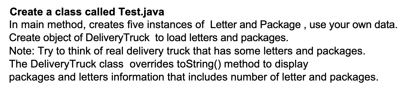 Solved Implement the application that keeps track of package | Chegg.com
