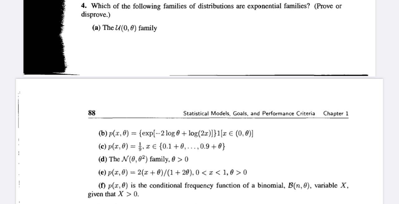 Solved 4. Which of the following families of distributions | Chegg.com