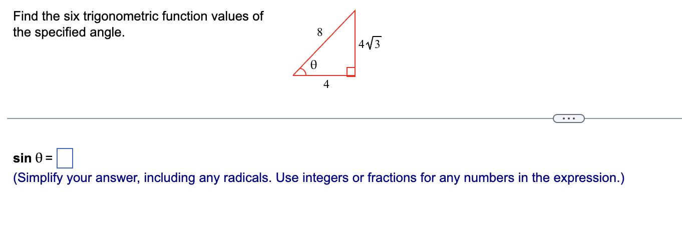 Solved Find the six trigonometric function values of the | Chegg.com