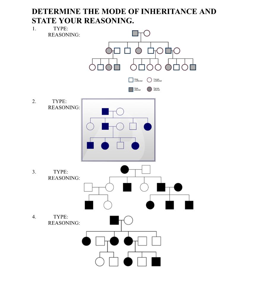 Solved DETERMINE THE MODE OF INHERITANCE AND STATE YOUR | Chegg.com