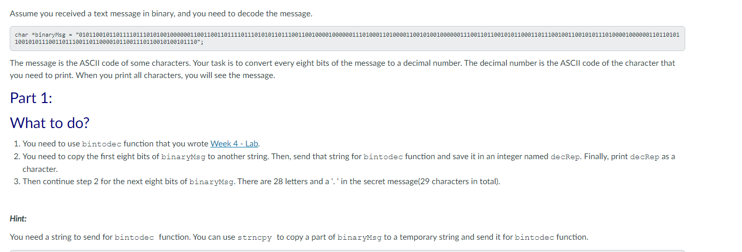 Solved Assume you received a text message in binary, and you | Chegg.com