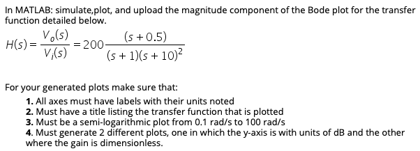 Solved In MATLAB: simulate,plot, and upload the magnitude | Chegg.com Solved In MATLAB: simulate,plot, and upload the magnitude | Chegg.com