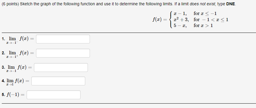 Solved 6 Points Sketch The Graph Of The Following Function 