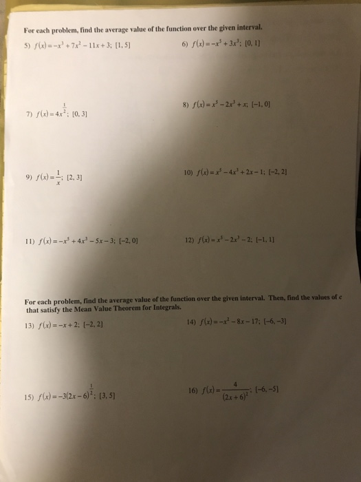 Solved Name Kuta Software Infinite Calculus Mean Value | Chegg.com