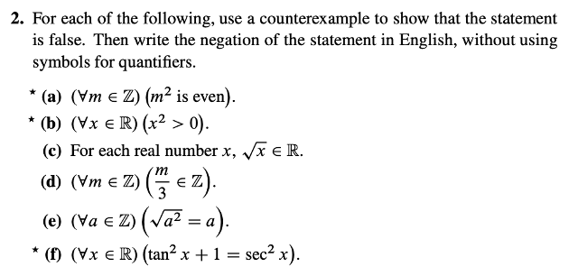 Solved For each of the following, use a counterexample to | Chegg.com