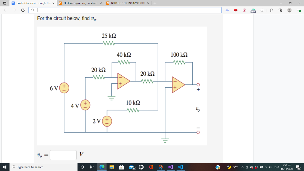 Solved Untitled document - Google Do X C Electrical | Chegg.com
