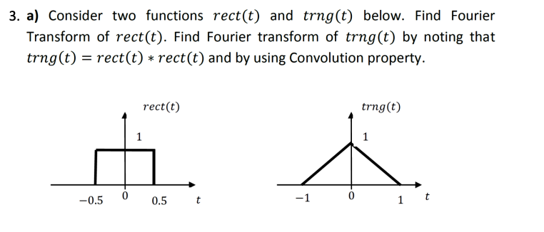 Solved 3. a) Consider two functions rect(t) and trng(t) | Chegg.com