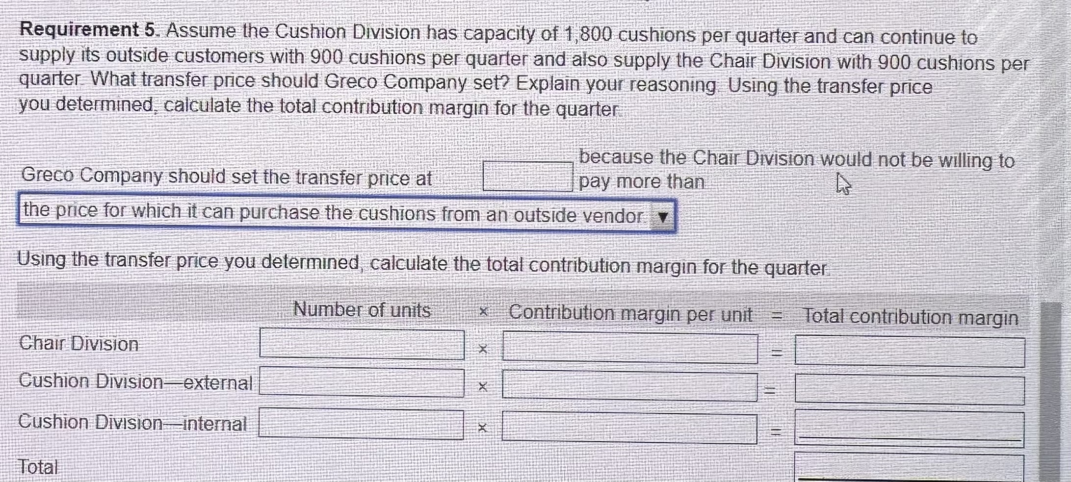 Solved The Greco Company is decentralized, and divisions are | Chegg.com