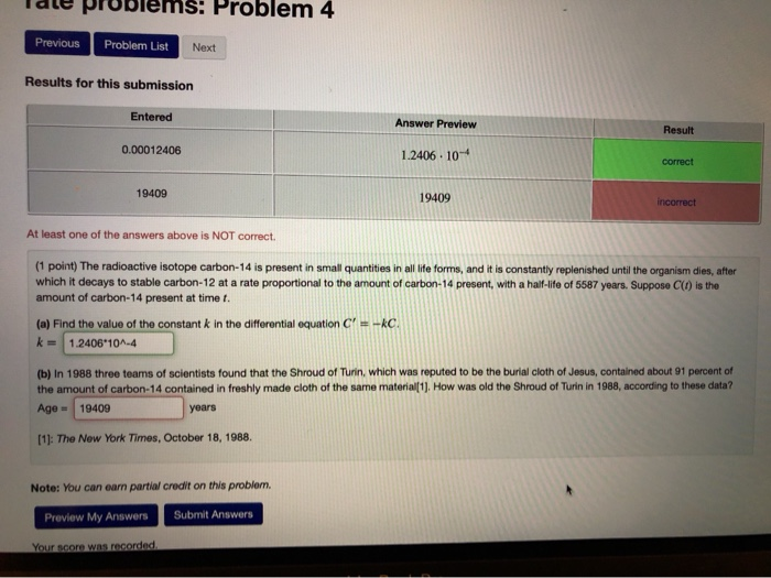 Solved ate pröblems: Problem 4 Previous Problem List Next | Chegg.com